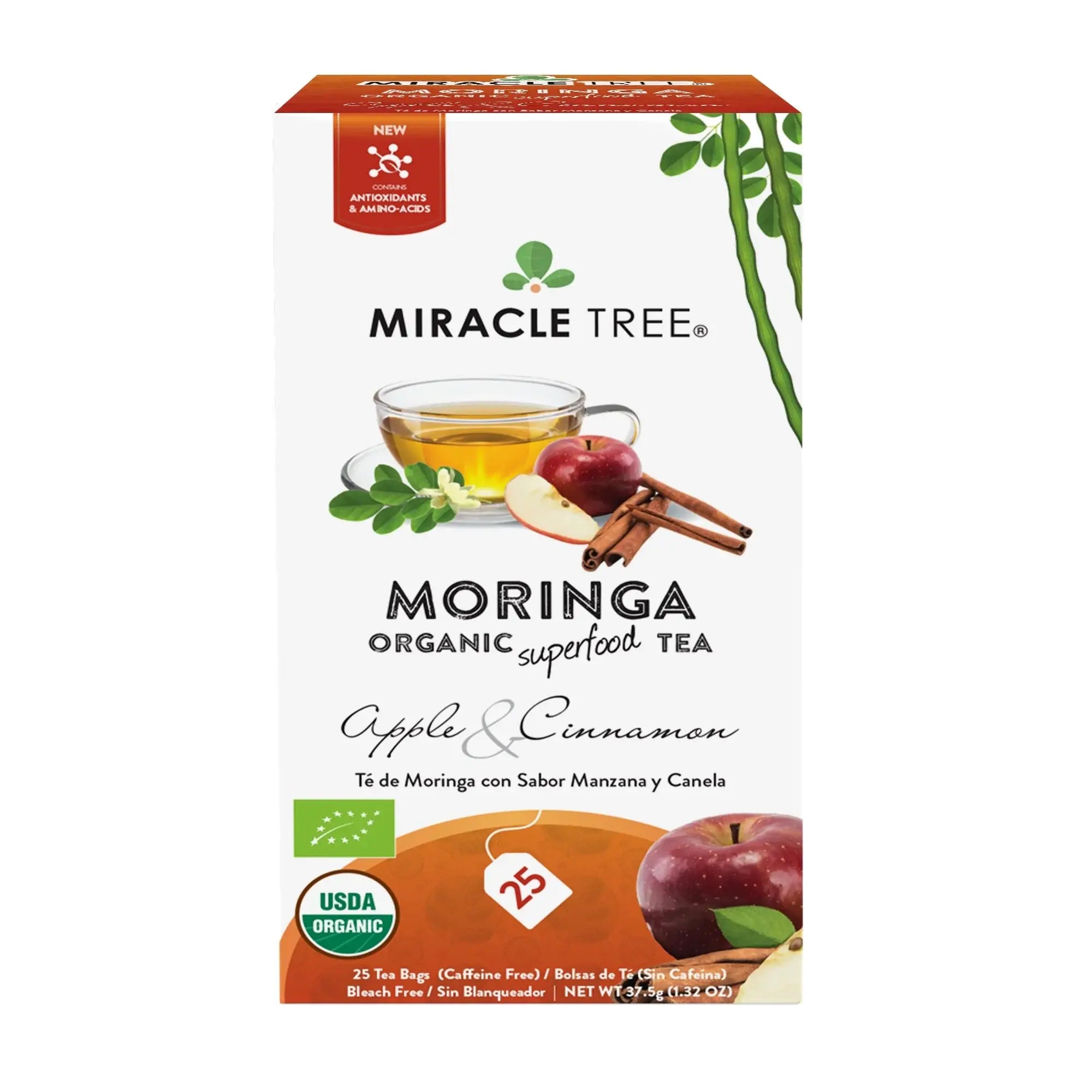 Apple Cinnamon Moringa Tea - Organic Caffeine-Free Herbal Tea | Miracle ...