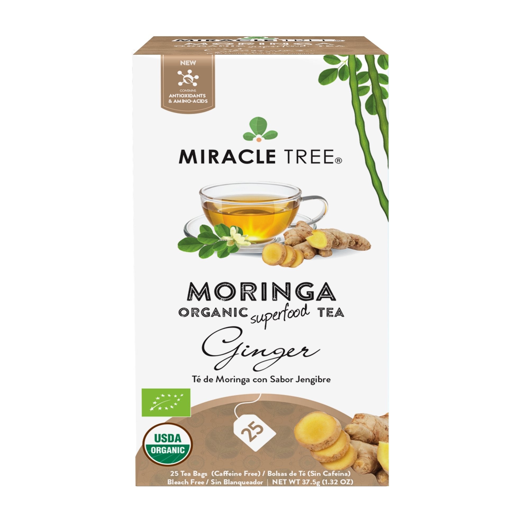 Organic Moringa Tea, Ginger – Miracle Tree
