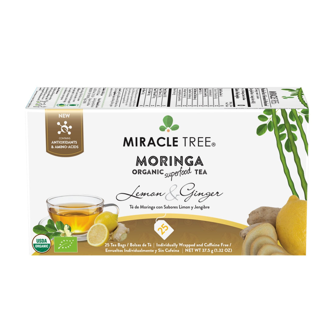 Organic Moringa Tea, Lemon & Ginger – Miracle Tree